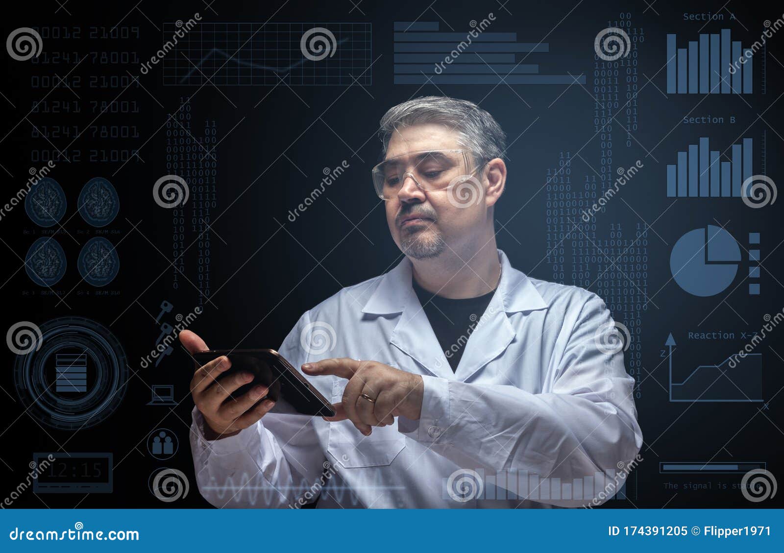 Doctor Working in a Modern Laboratory with Computer Technology Stock ...