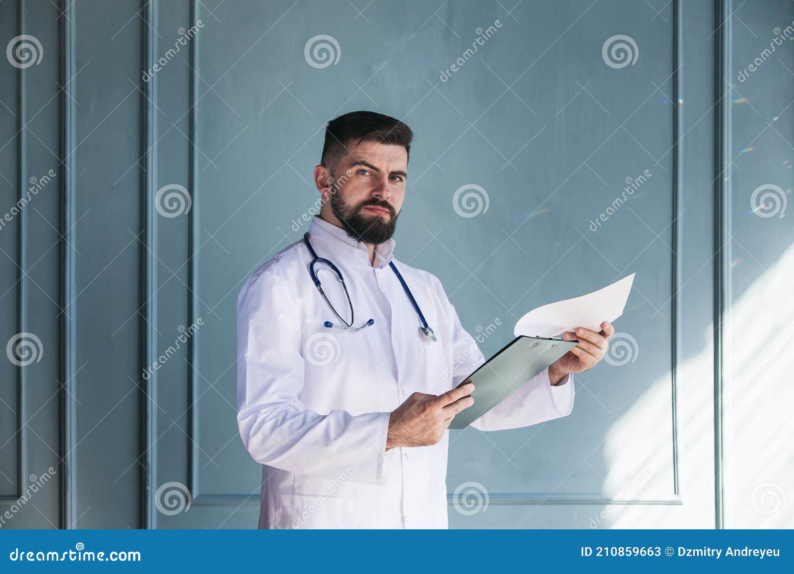 Doctor Working Near Window in a Hospital Stock Image - Image of looking ...
