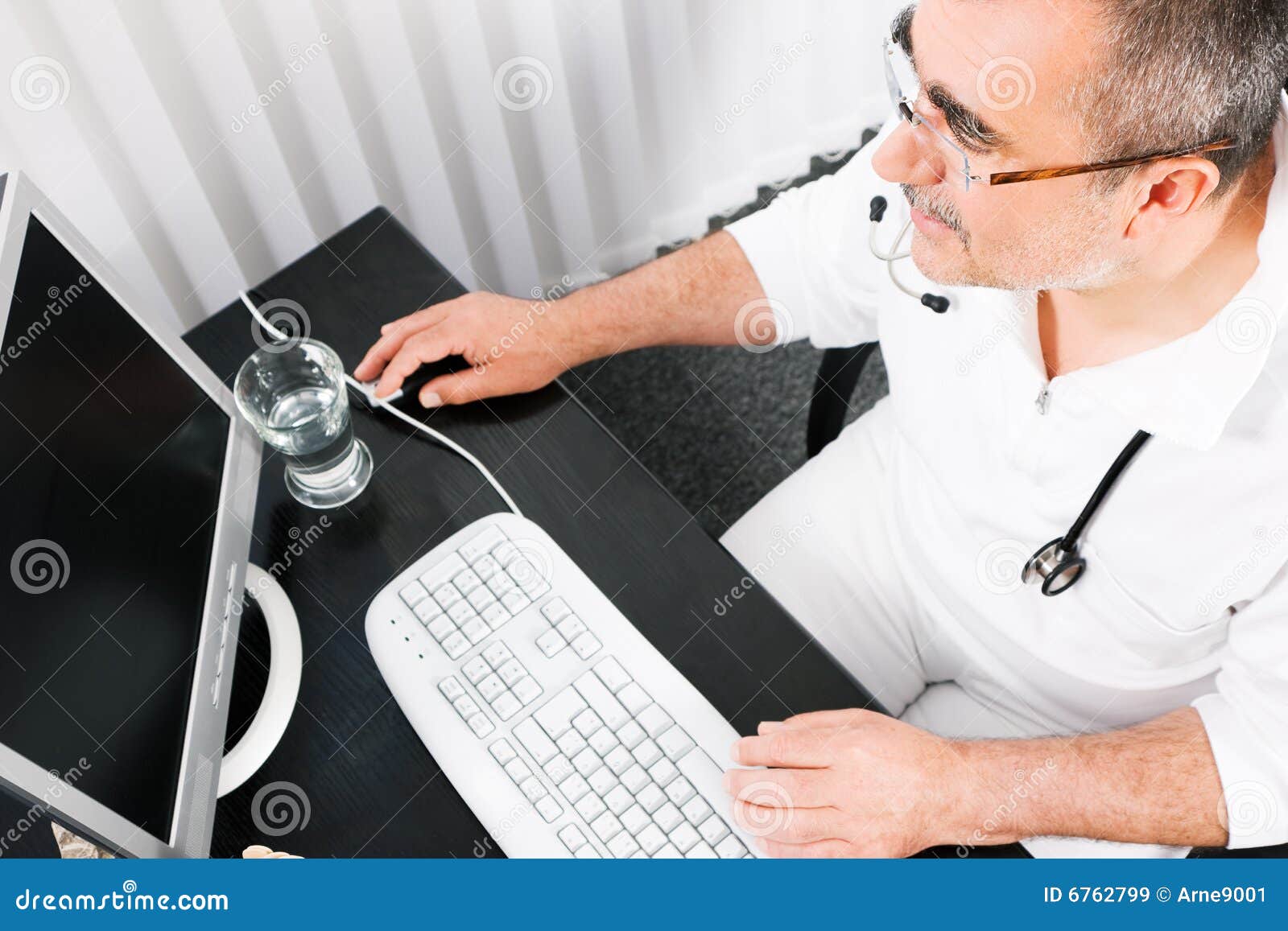 Doctor working at the PC stock image. Image of research - 6762799