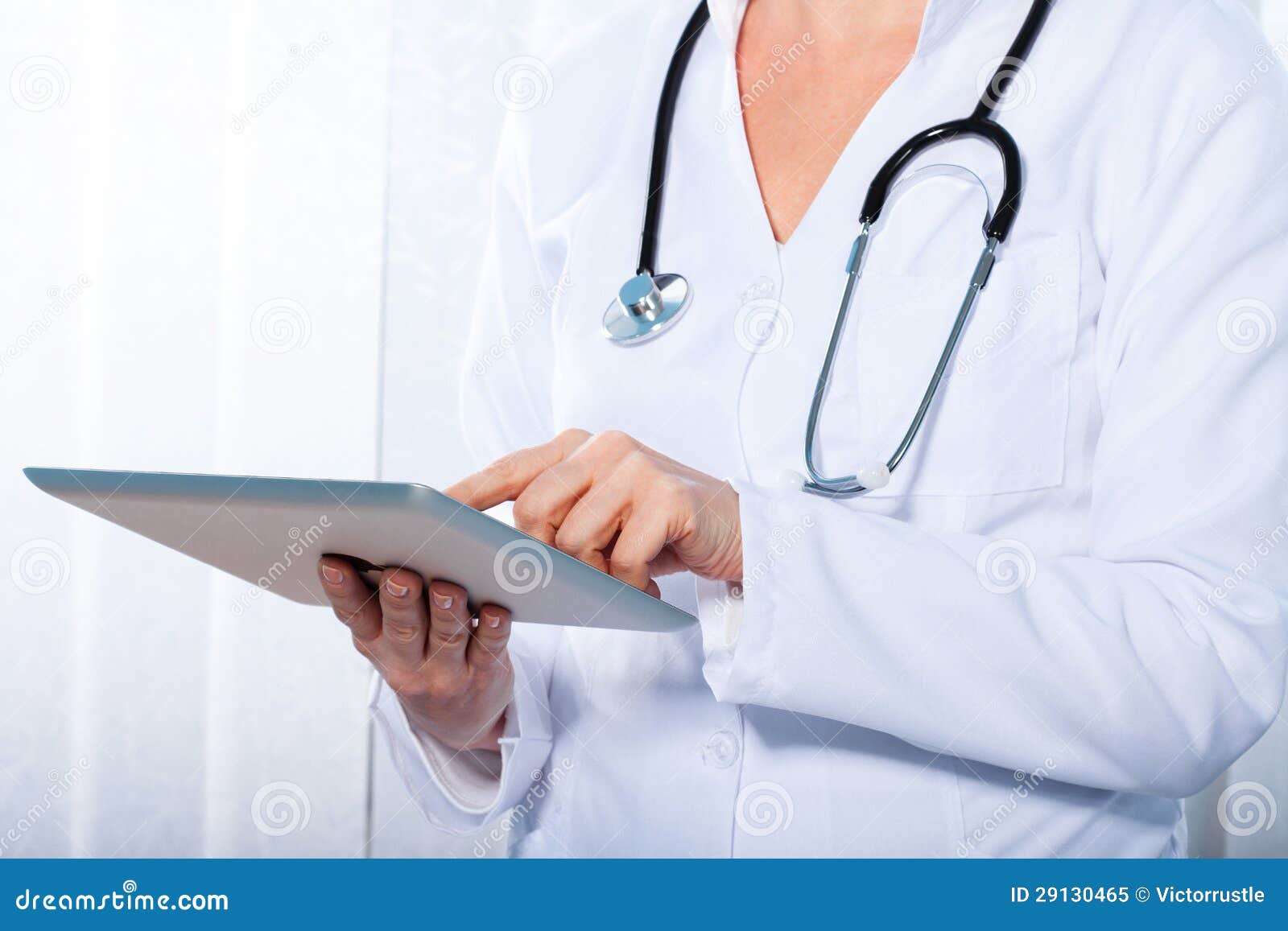 Doctor Working with Tablet, Stock Image - Image of exam, laptop: 29130465