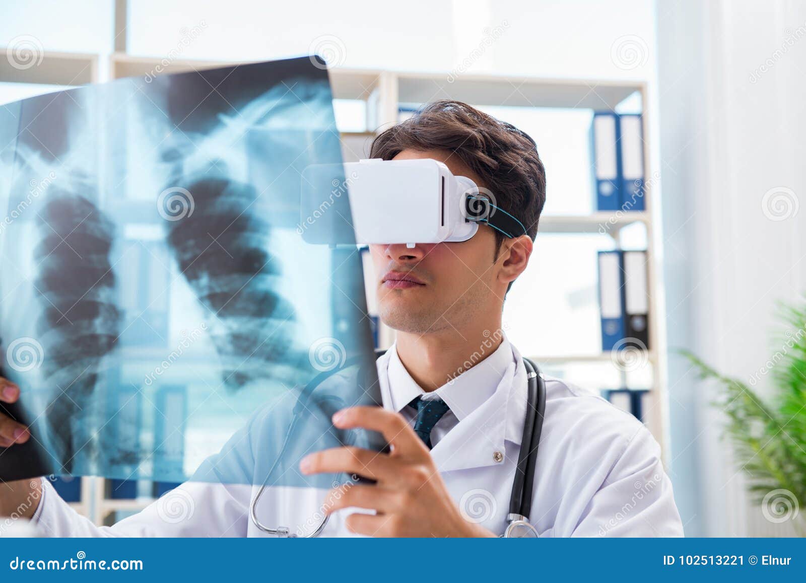 The Doctor Working with Virtual Vr Reality Glasses Stock Image - Image ...