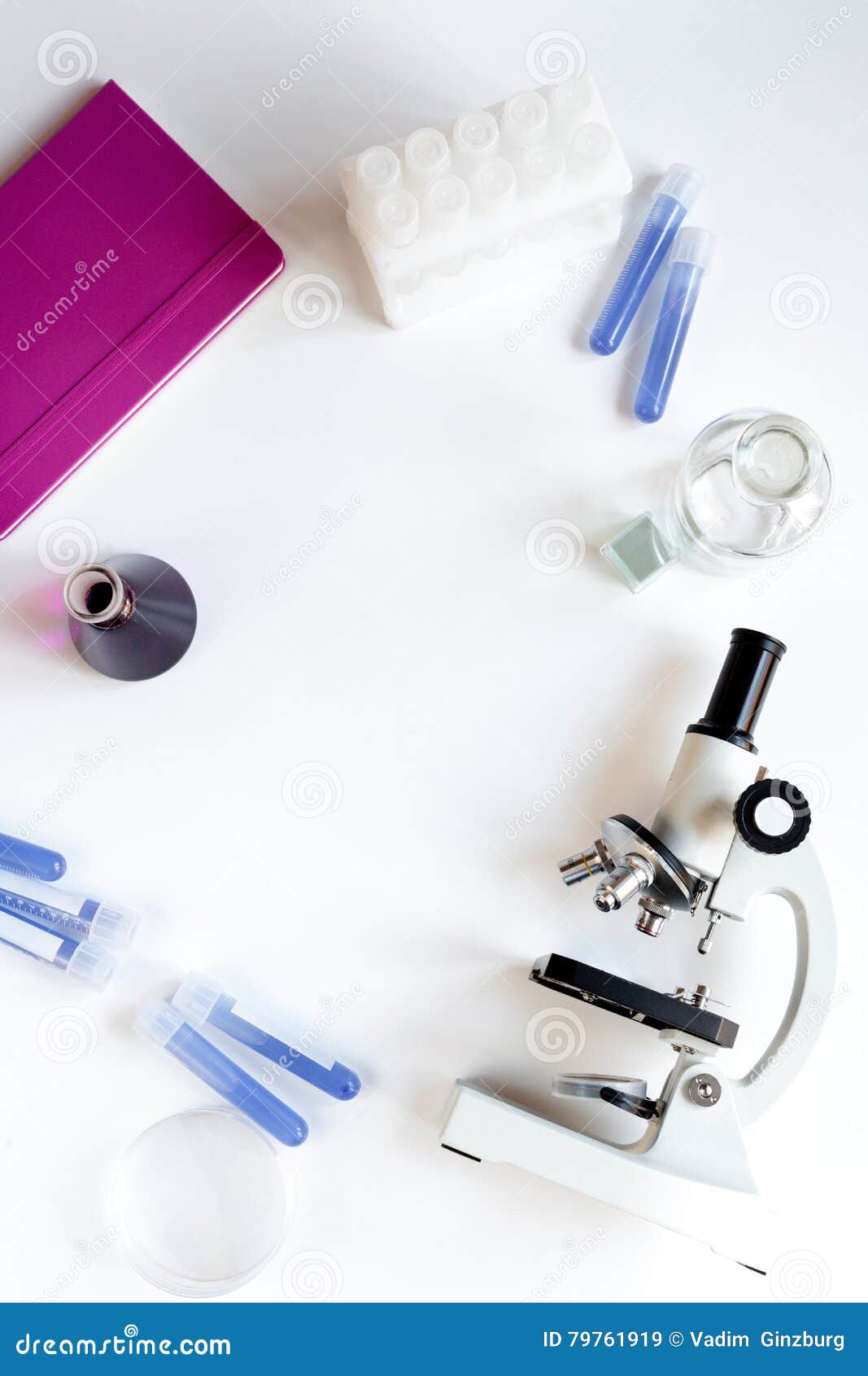 Doctor Workplace with Microscope at Lab Top View Stock Image - Image of ...