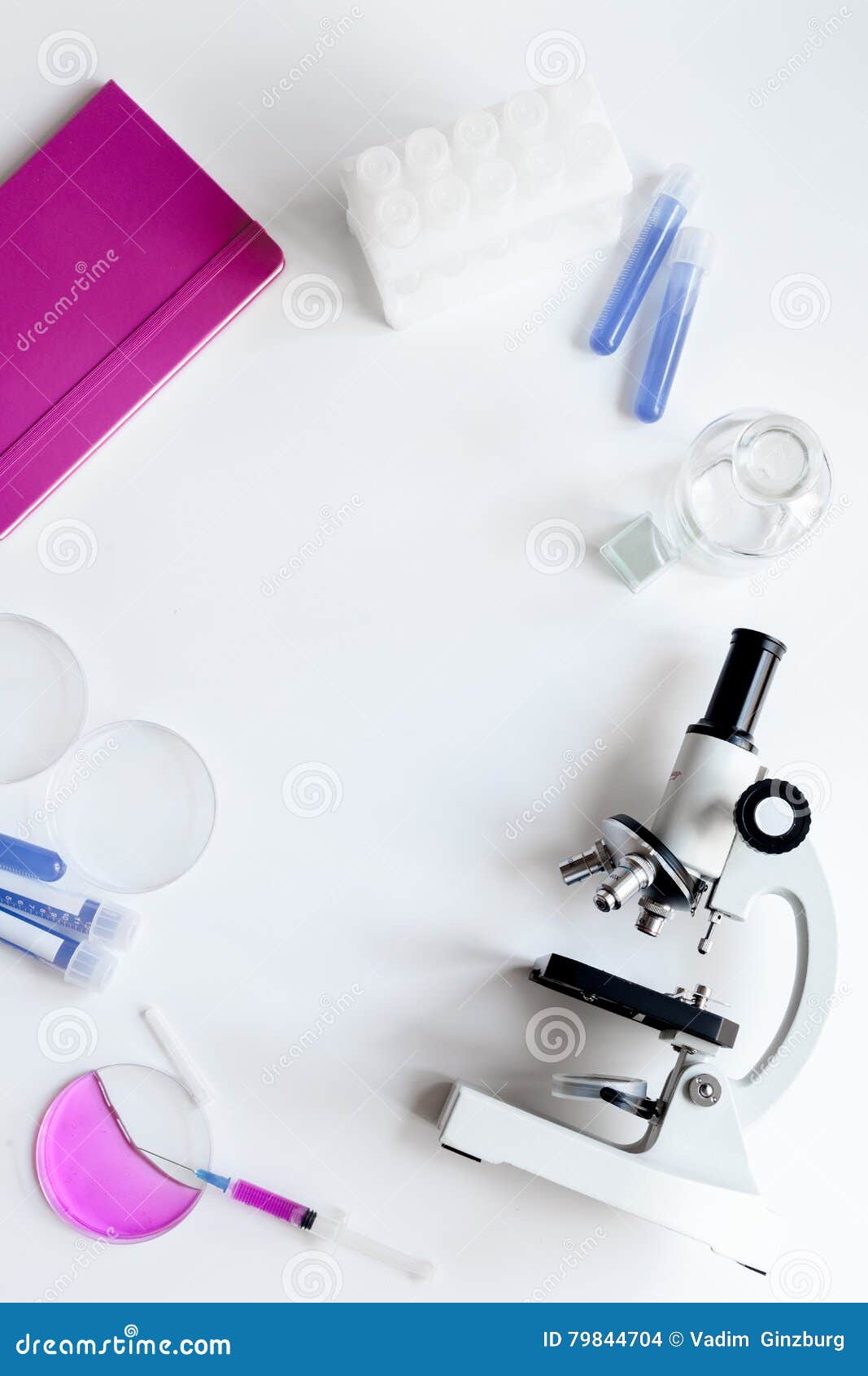 Doctor Workplace with Microscope at Lab Top View Stock Photo - Image of ...