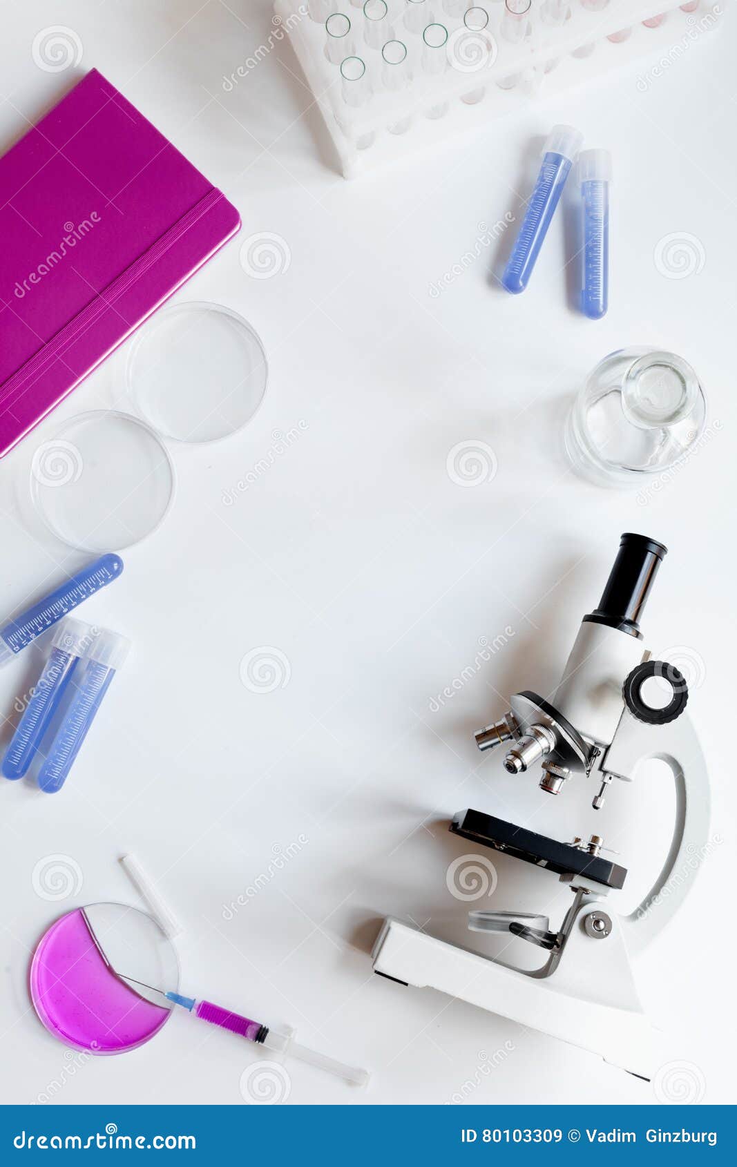 Doctor Workplace with Microscope at Lab Top View Stock Image - Image of ...