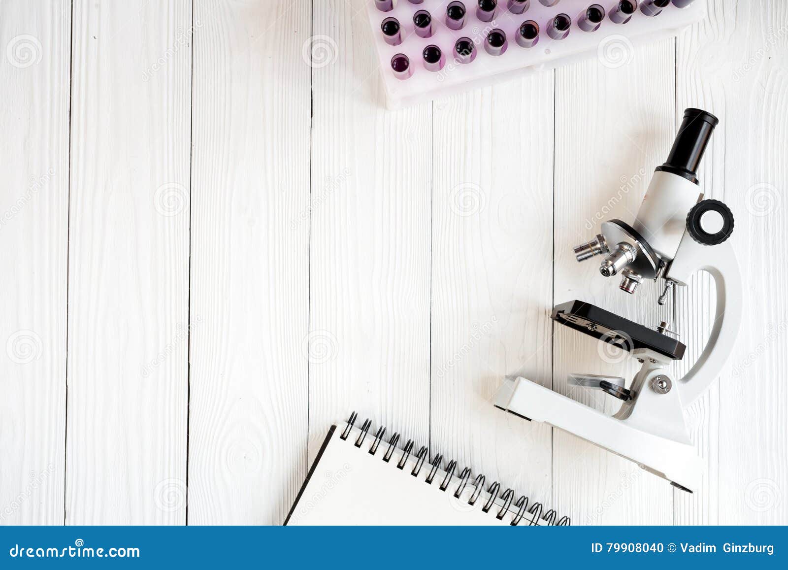 Doctor Workplace at Wooden Table in Lab Top View Stock Photo - Image of ...