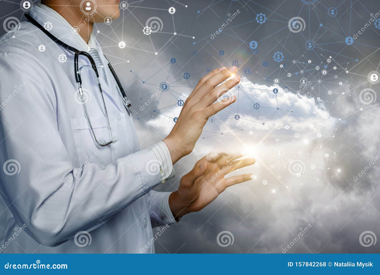 The Doctor Works with the Data Cloud Stock Photo - Image of connections ...