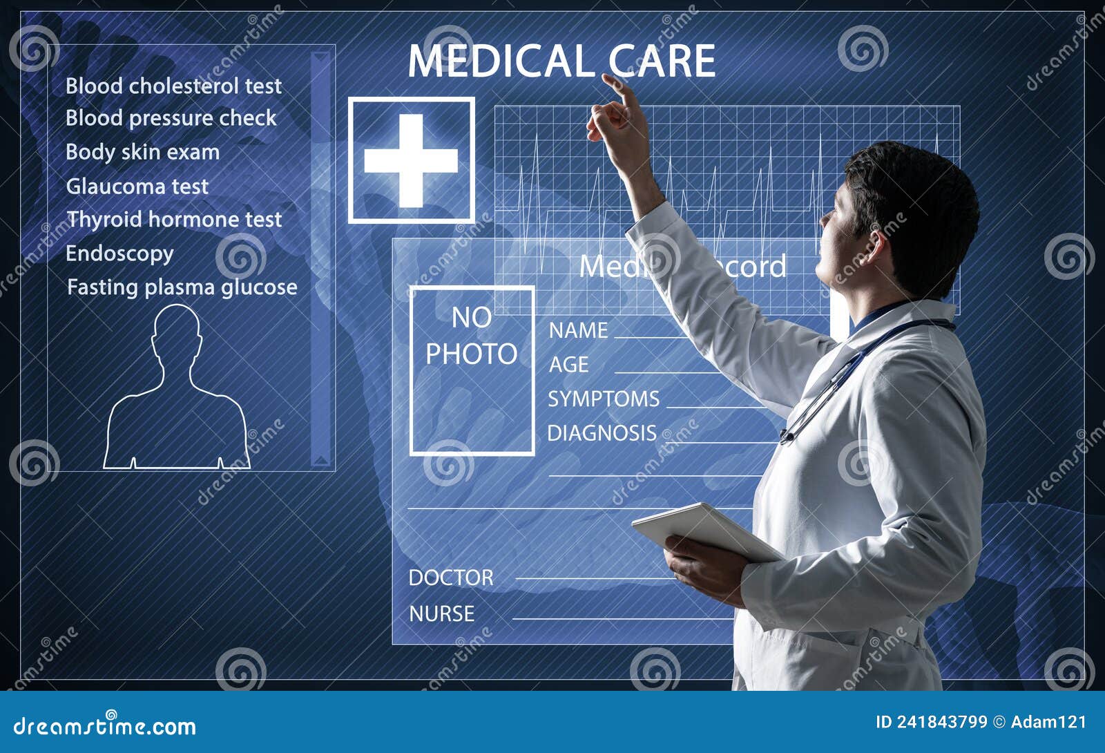 Doctor Works with Digital Interface Stock Image - Image of diagram ...