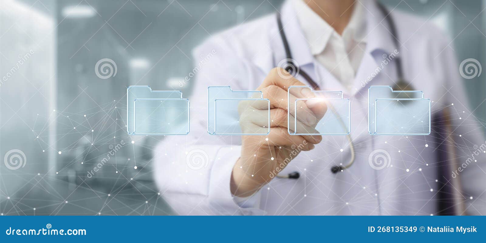 Doctor Works with Electronic Documents and Files Stock Image - Image of ...