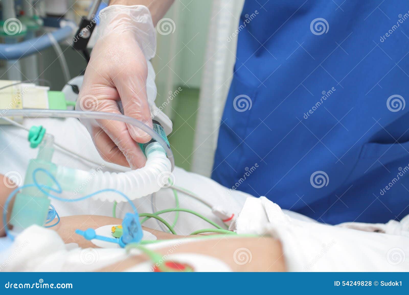 Doctor Works with Patient in the Intensive Care Stock Photo - Image of ...