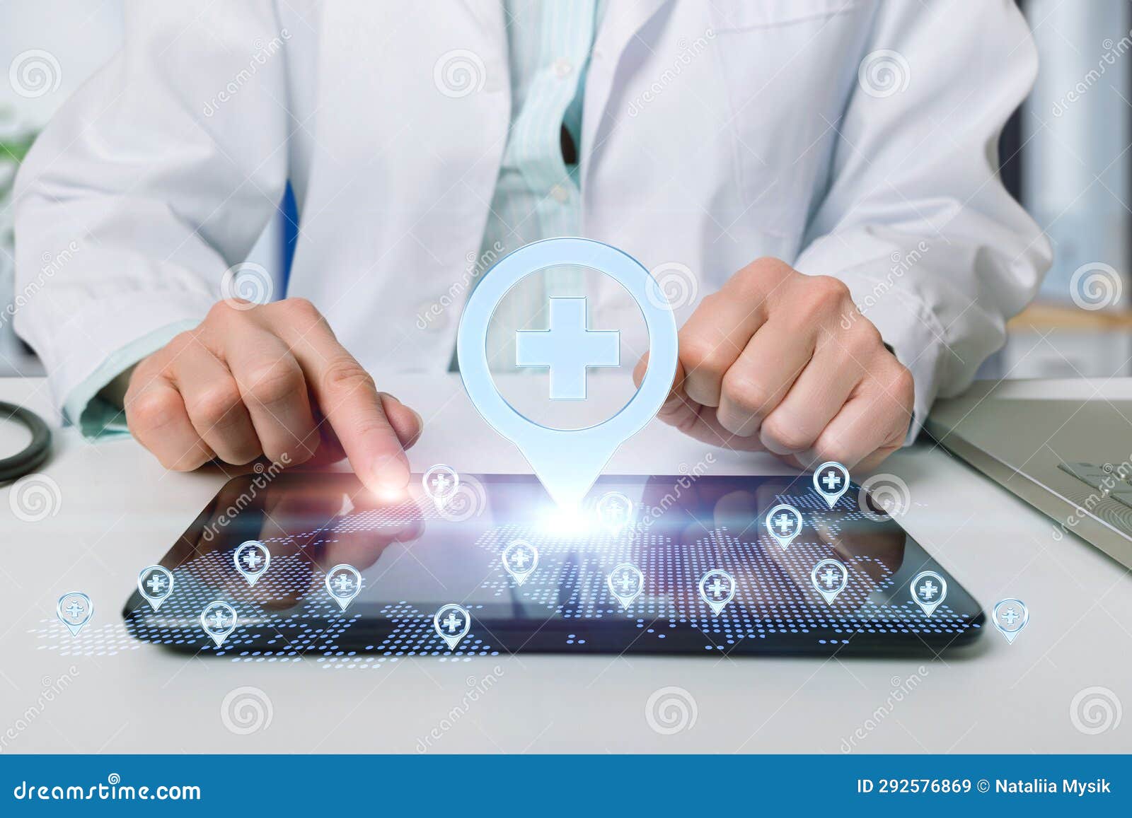 The Doctor on the World Map Indicates the Location Stock Image - Image ...