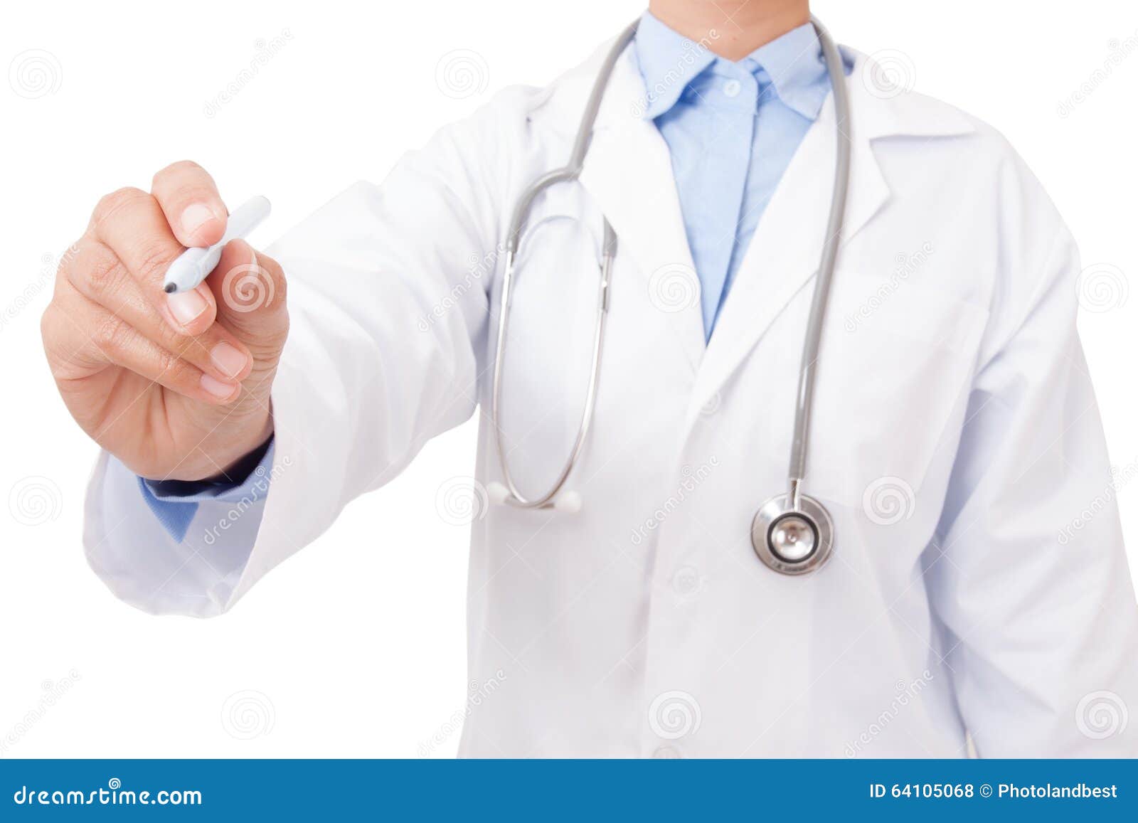 Doctor Writing with Pen at Copyspace Stock Photo - Image of white ...