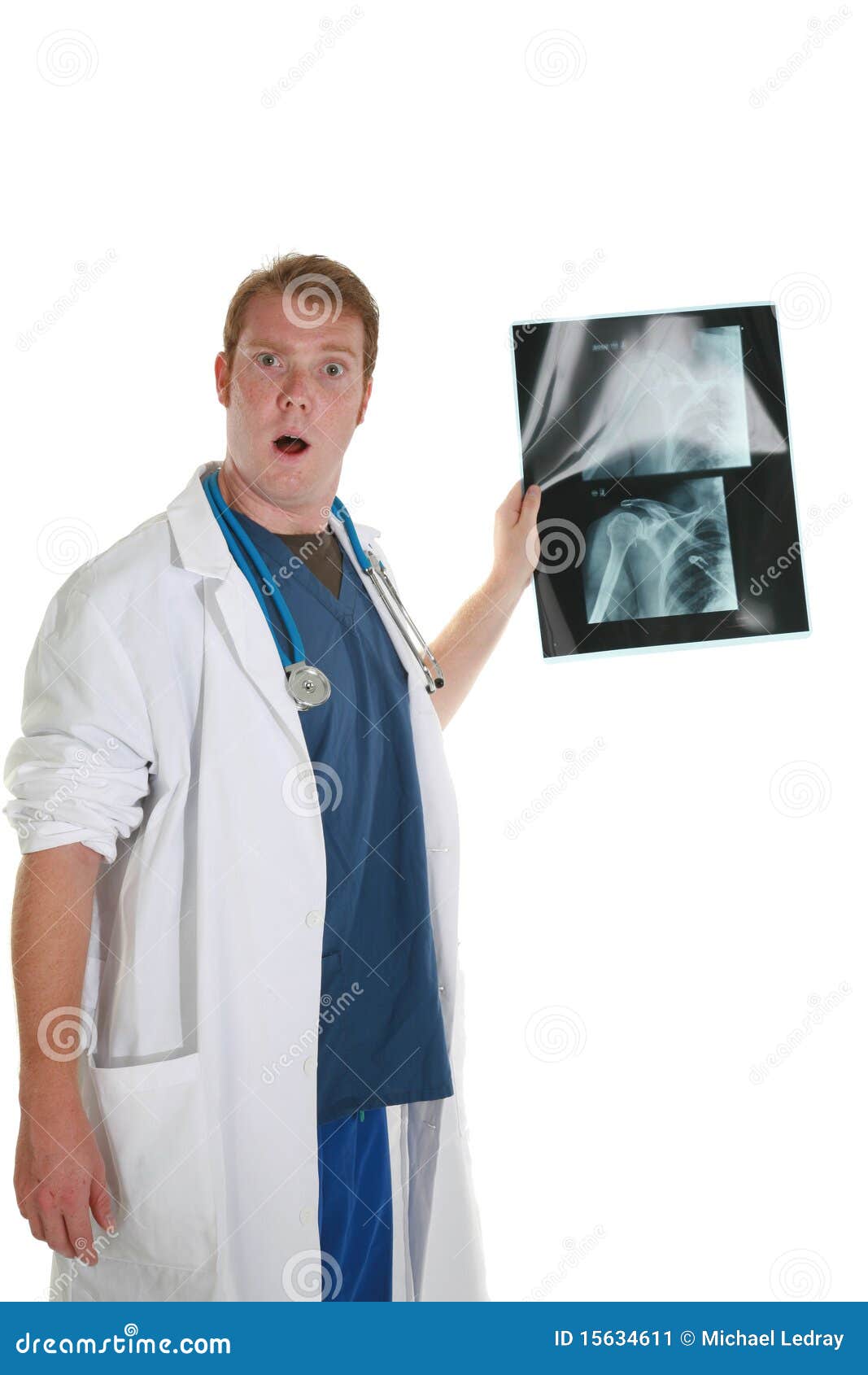 Doctor with Xray Isolated on White Stock Image - Image of examine, male ...