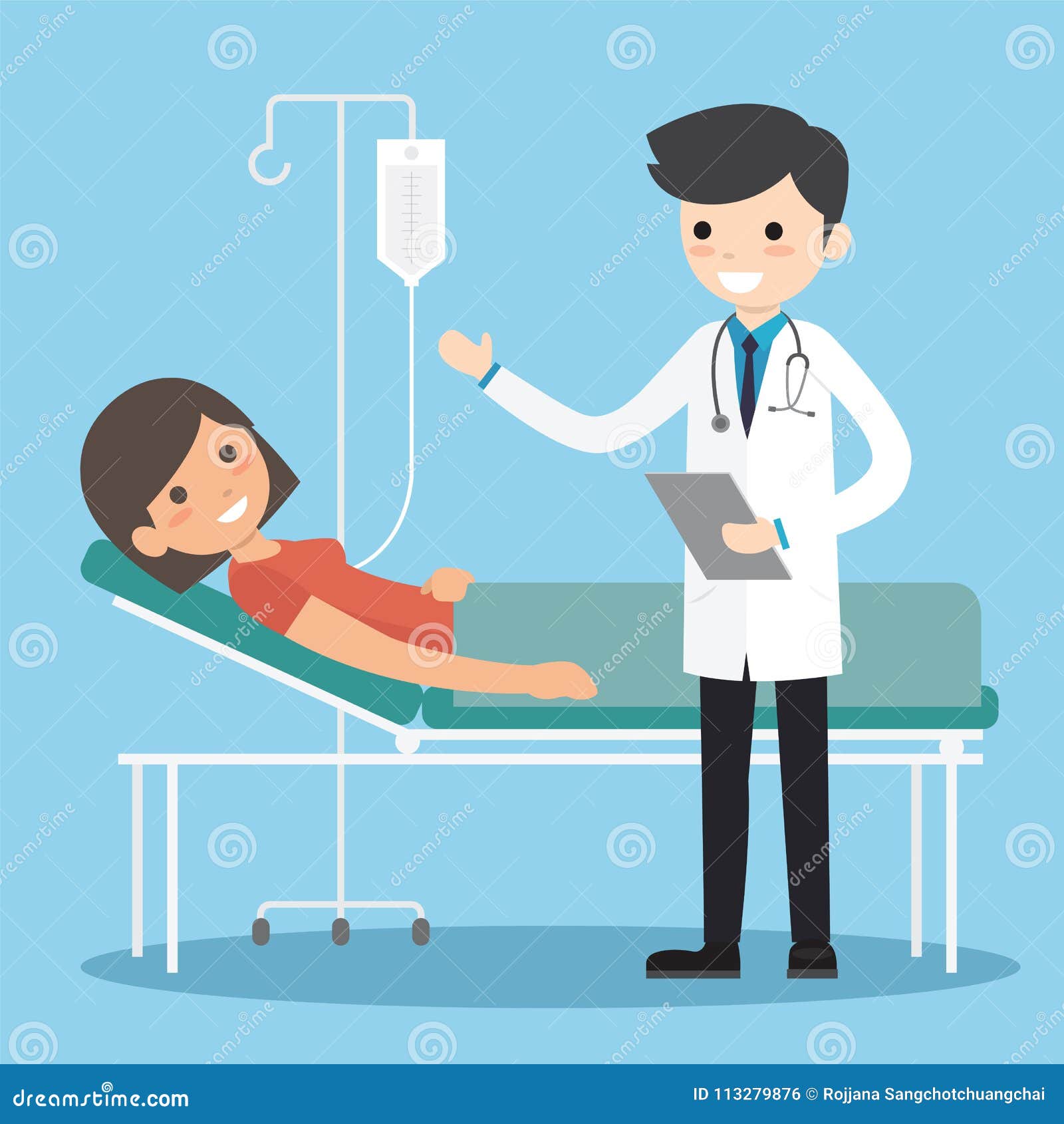 Doctor y paciente ilustración del vector. Ilustración de médico - 113279876