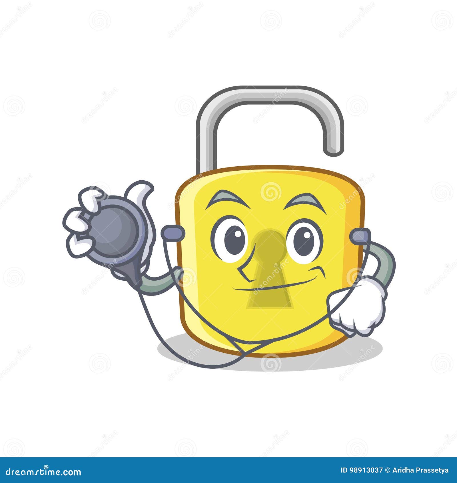 Doctor Yellow Lock Character Mascot Stock Vector - Illustration of arms ...