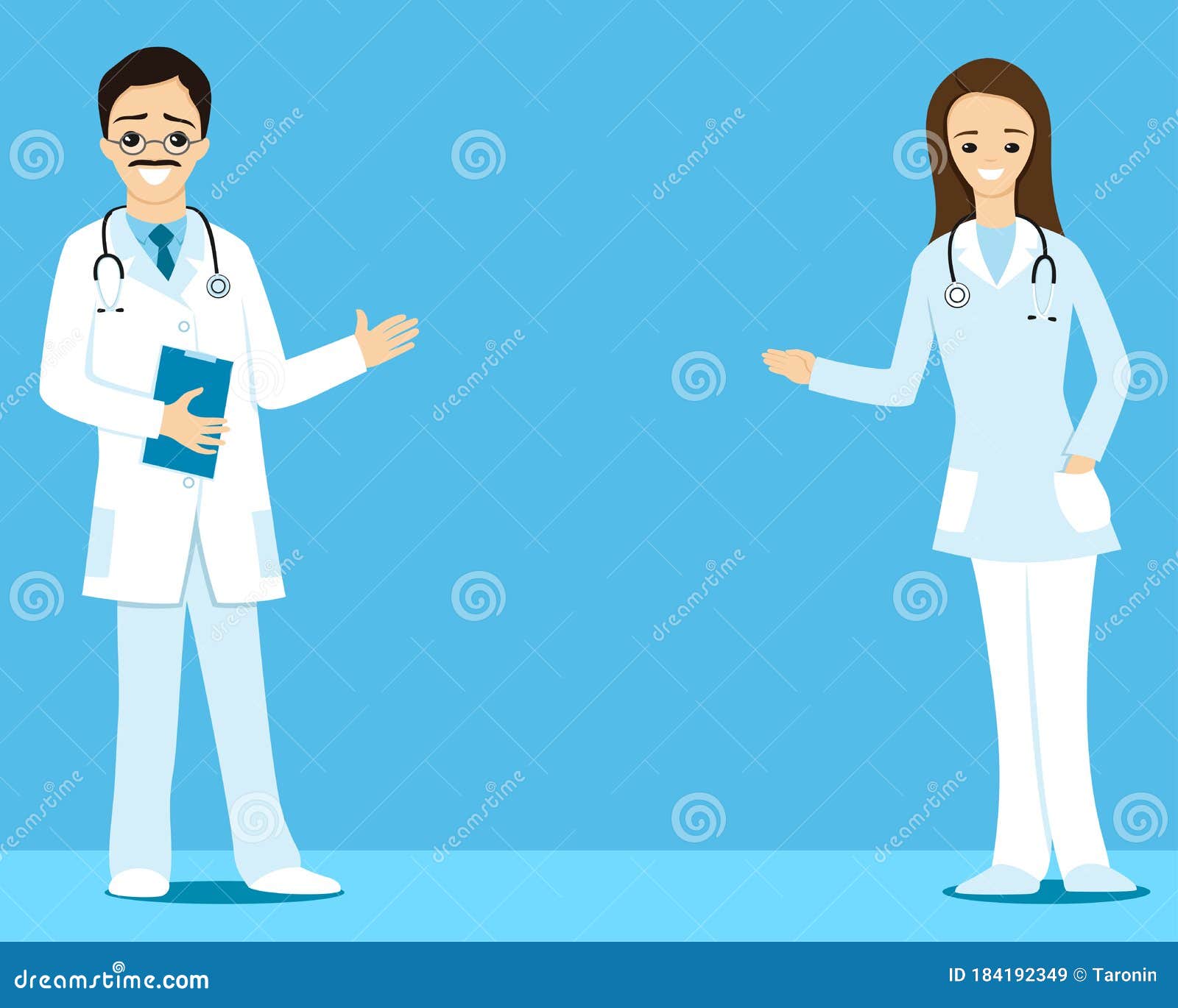 Illustration with Two Doctors. Stock Vector - Illustration of female ...