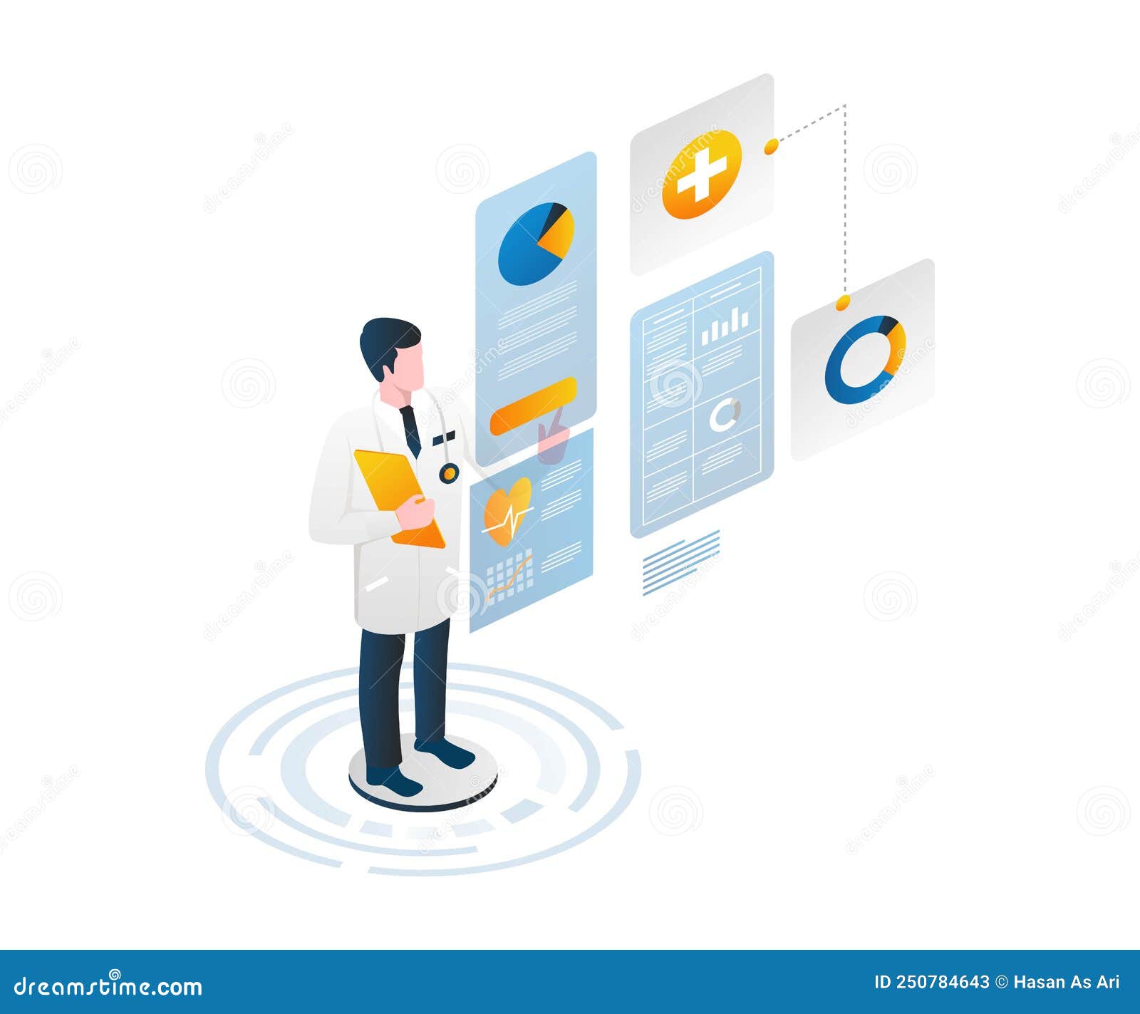 Doctors Are Analyzing Patient Data With Digital Technology Stock Illustration Illustration Of