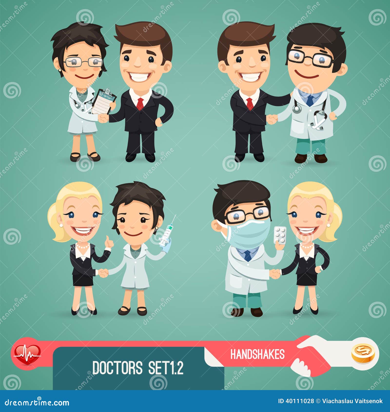 Doctors. Two Men Cartoon Characters For Animation. Different Body Parts ...