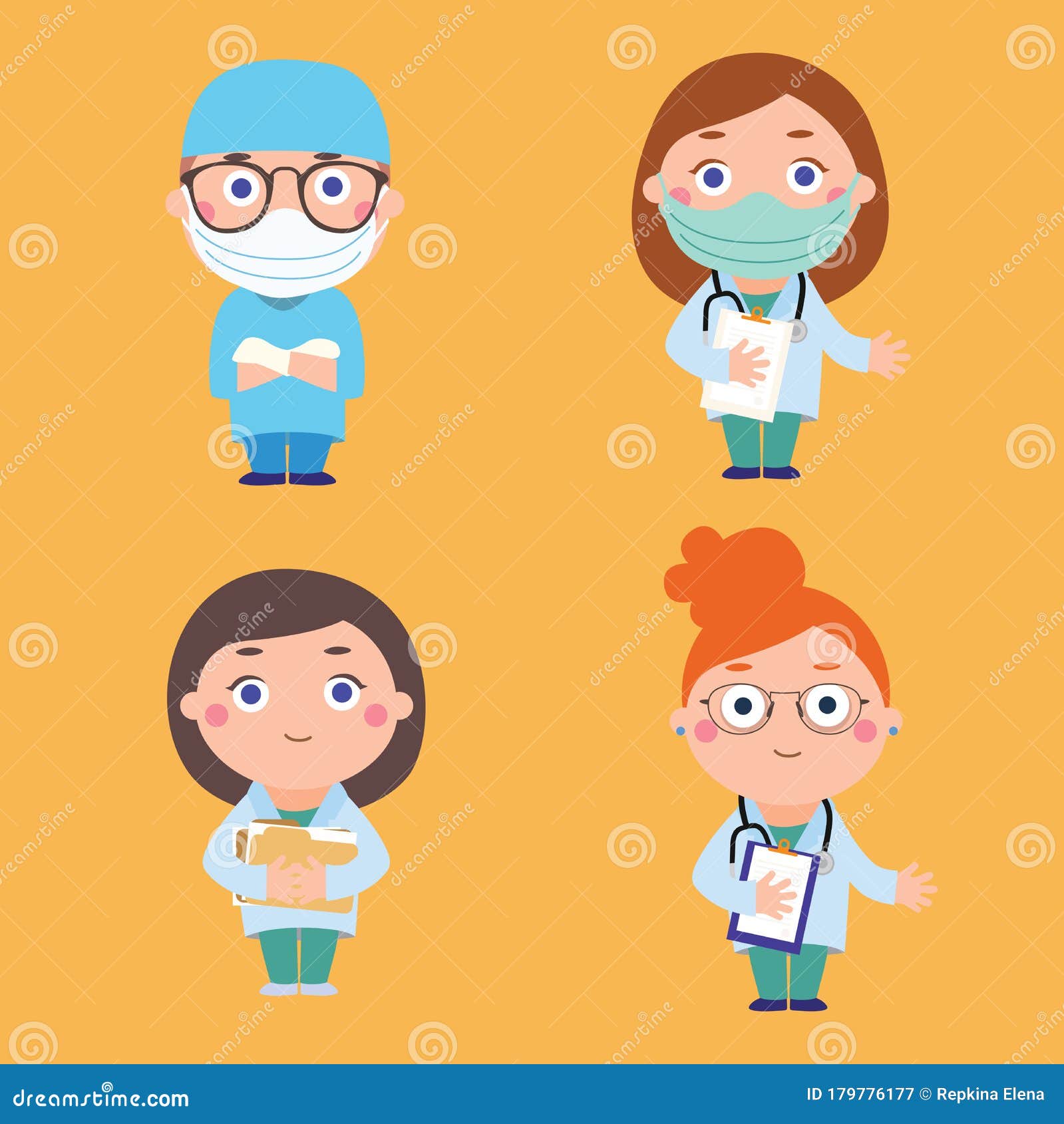 Doctors. Two Men Cartoon Characters For Animation. Different Body Parts ...