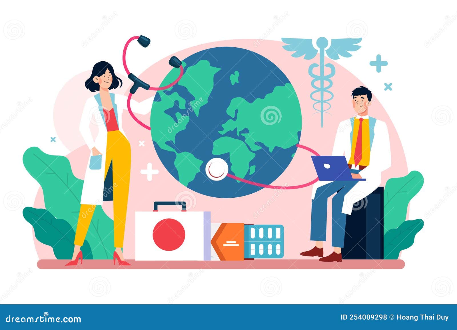 Doctors Checking the Health of Earth Stock Vector - Illustration of ...