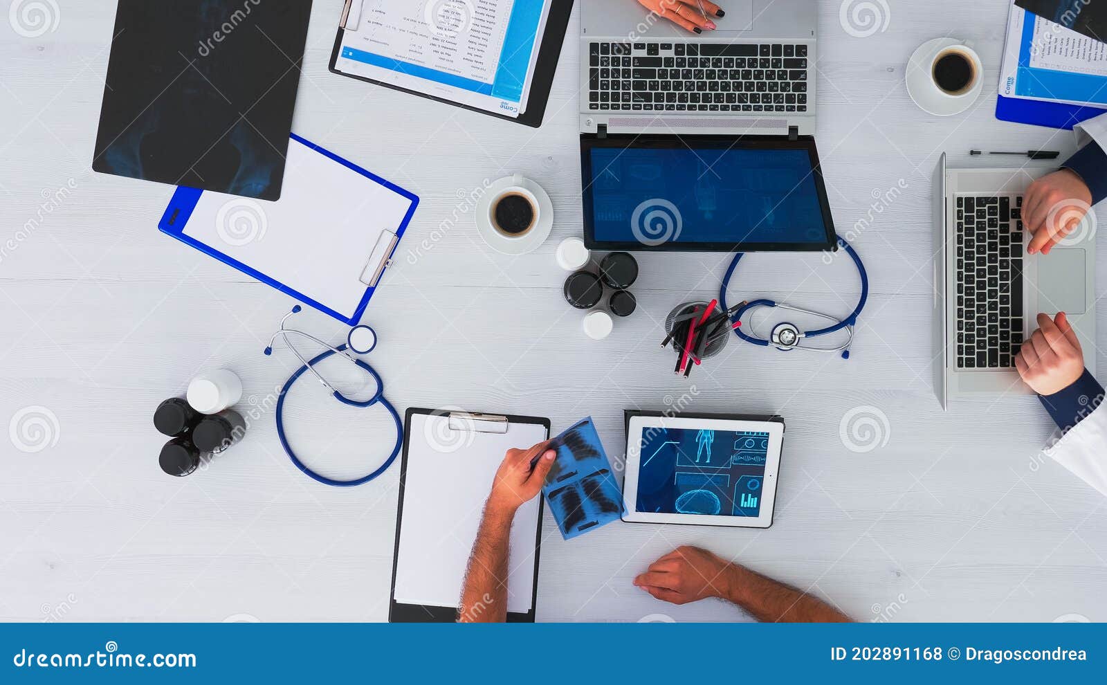 Doctors Checking X-ray from Top View Flatlay Stock Photo - Image of ...