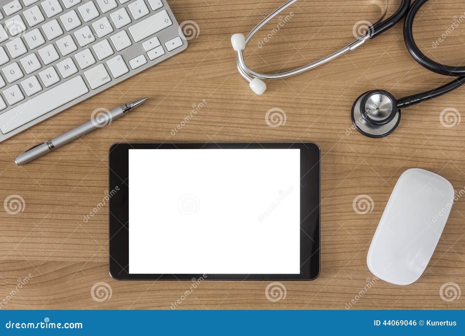 Doctors Desk with Tablet Computer Stock Photo - Image of document ...