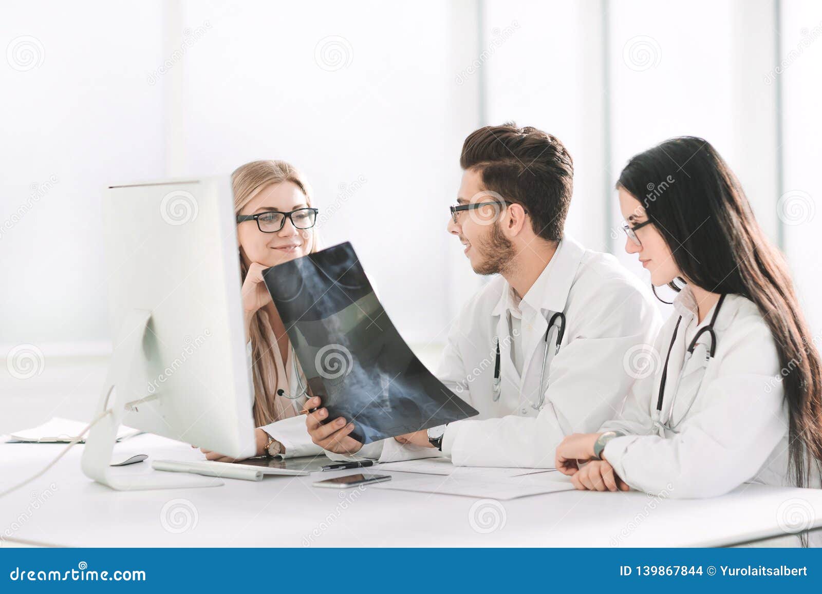Doctors Experts Discuss X-ray,sitting at the Table Stock Photo - Image ...