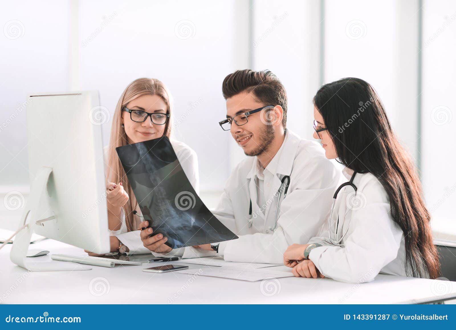 Doctors Experts Discuss X-ray,sitting at the Table Stock Image - Image ...