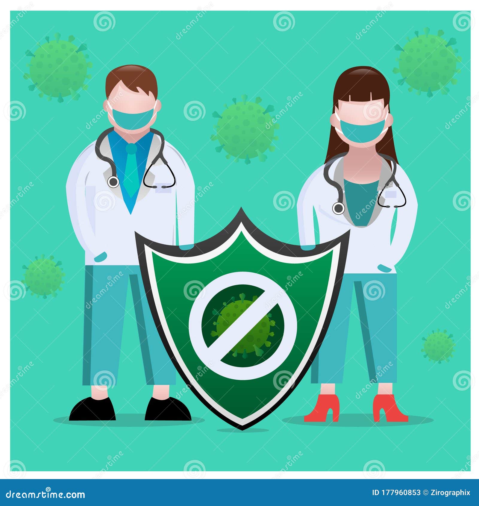 Doctors Fight Against Virus Vector Illustration Stock Vector ...