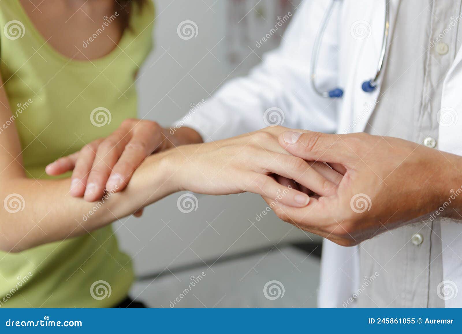 Doctors Hand Checking Female Patient Finger Stock Image - Image of male ...