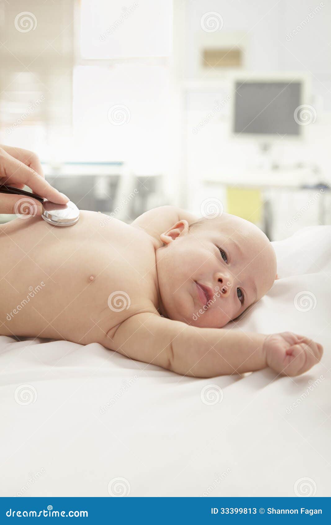 Doctors Hand Checking the Heartbeat of a Baby, Close-up Stock Image ...