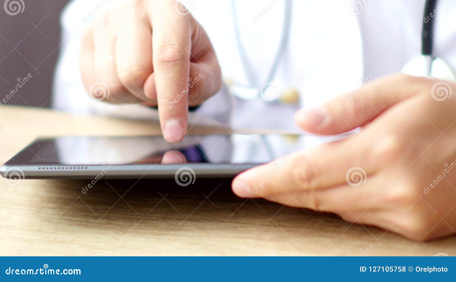 Doctors Hands Typing Prescription on Digital Tablet Stock Photo - Image ...