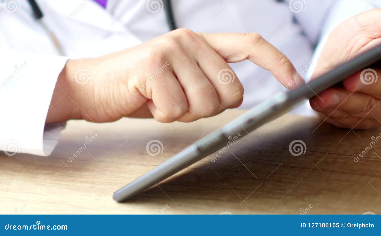 Doctors Hands Typing Prescription on Digital Tablet Stock Image - Image ...
