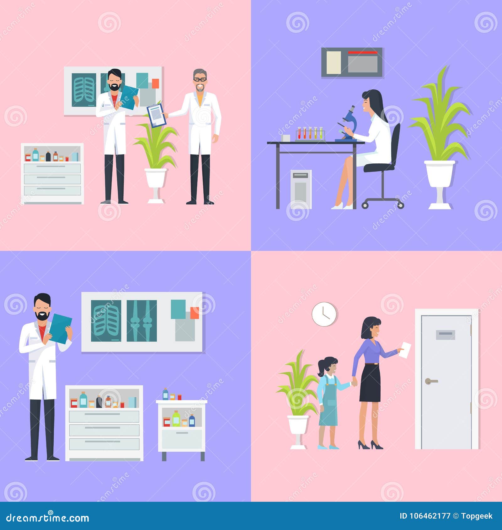 Doctors Laboratory Assistant Vector Illustration Stock Vector ...