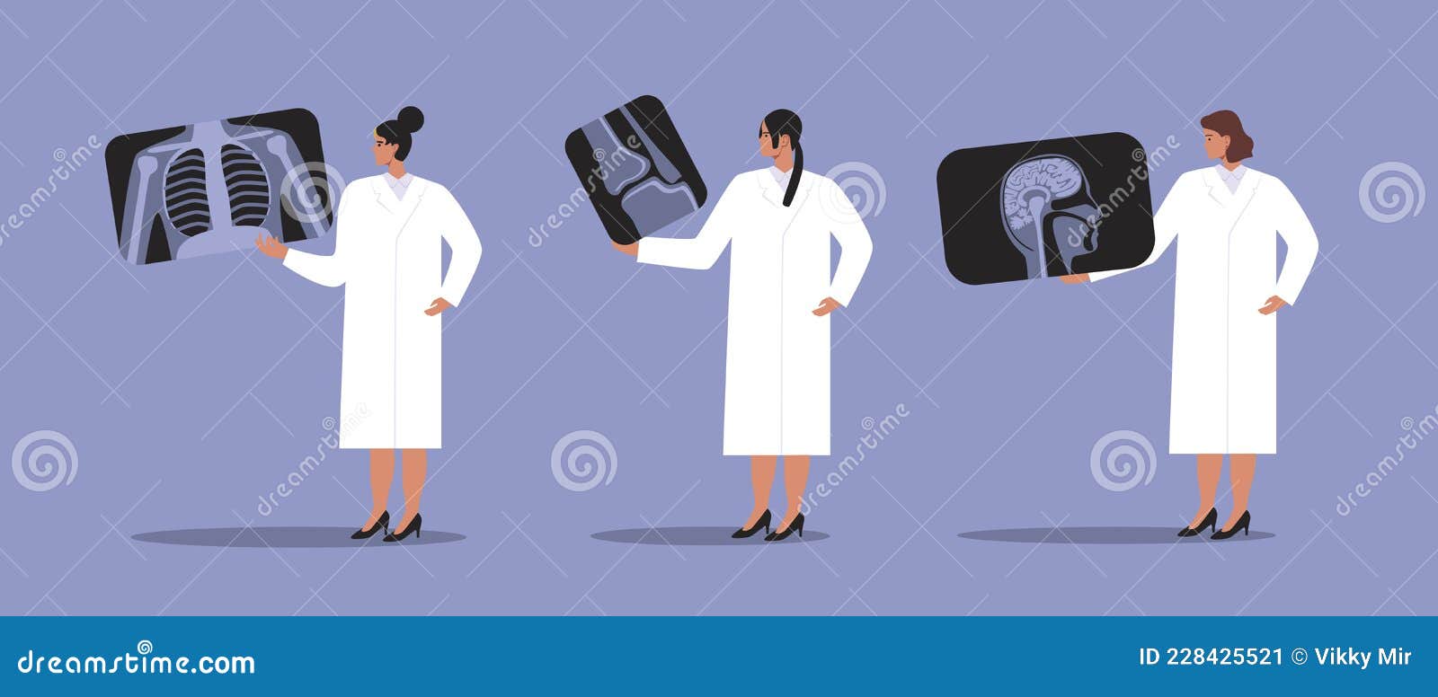 Roentgen Scans Of Patients Body Parts CT MRI Vector Illustration ...