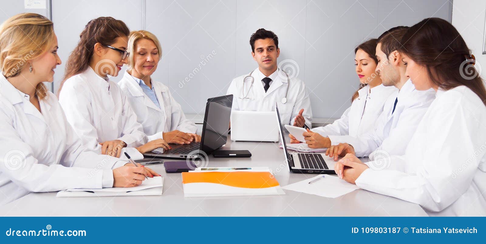 Doctors in Negotiations in Conference Room Stock Image - Image of group ...