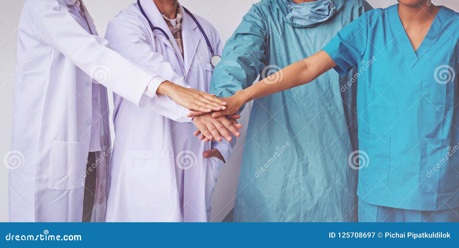 Doctors And Nurses Coordinate Hands. Concept Teamwork Stock Image ...
