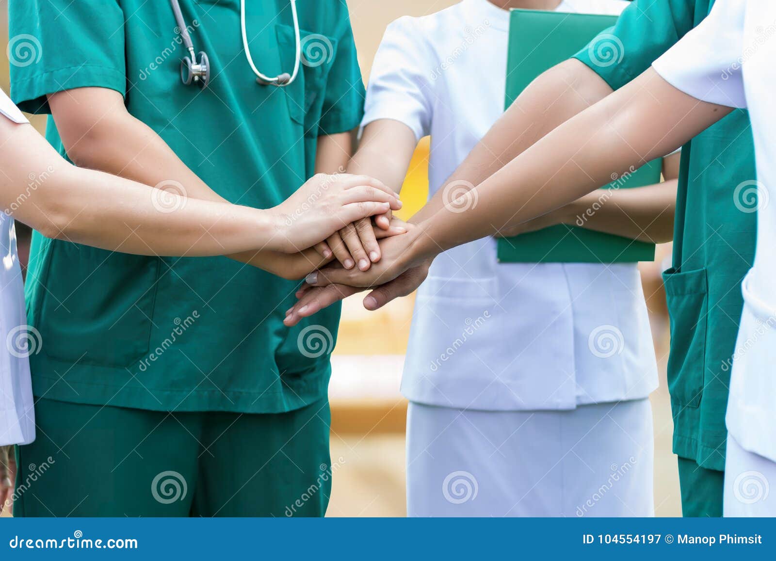Doctors and Nurses Coordinate Hands. Concept Teamwork Stock Image ...