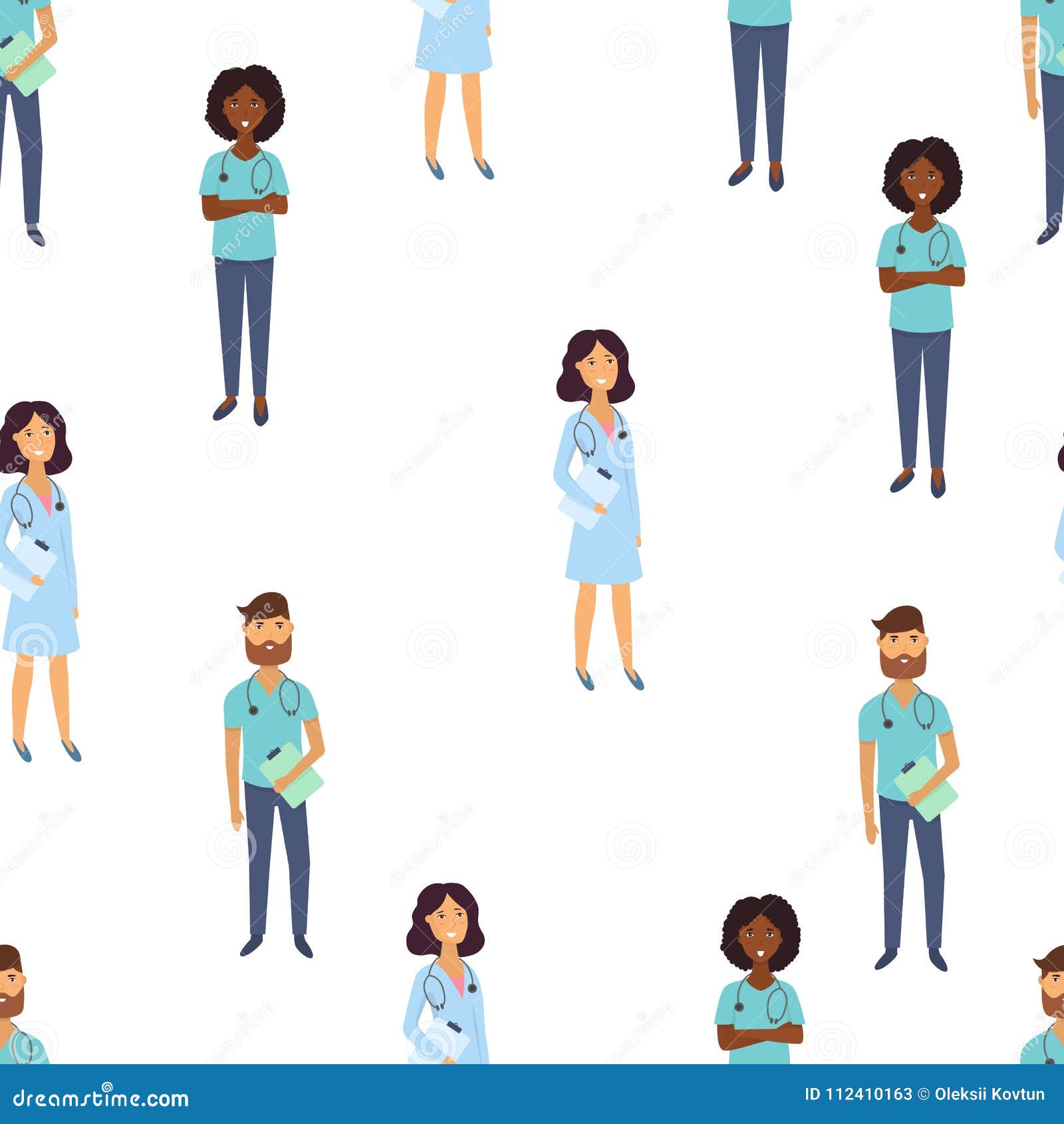 Doctors and Nurses. Medical Staff. Medical Team Seamless Pattern. Flat ...
