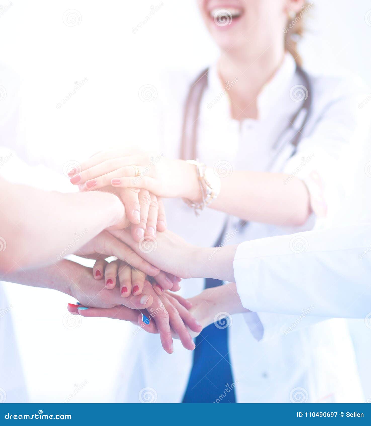 Doctors and Nurses in a Medical Team Stacking Hands Stock Image - Image ...