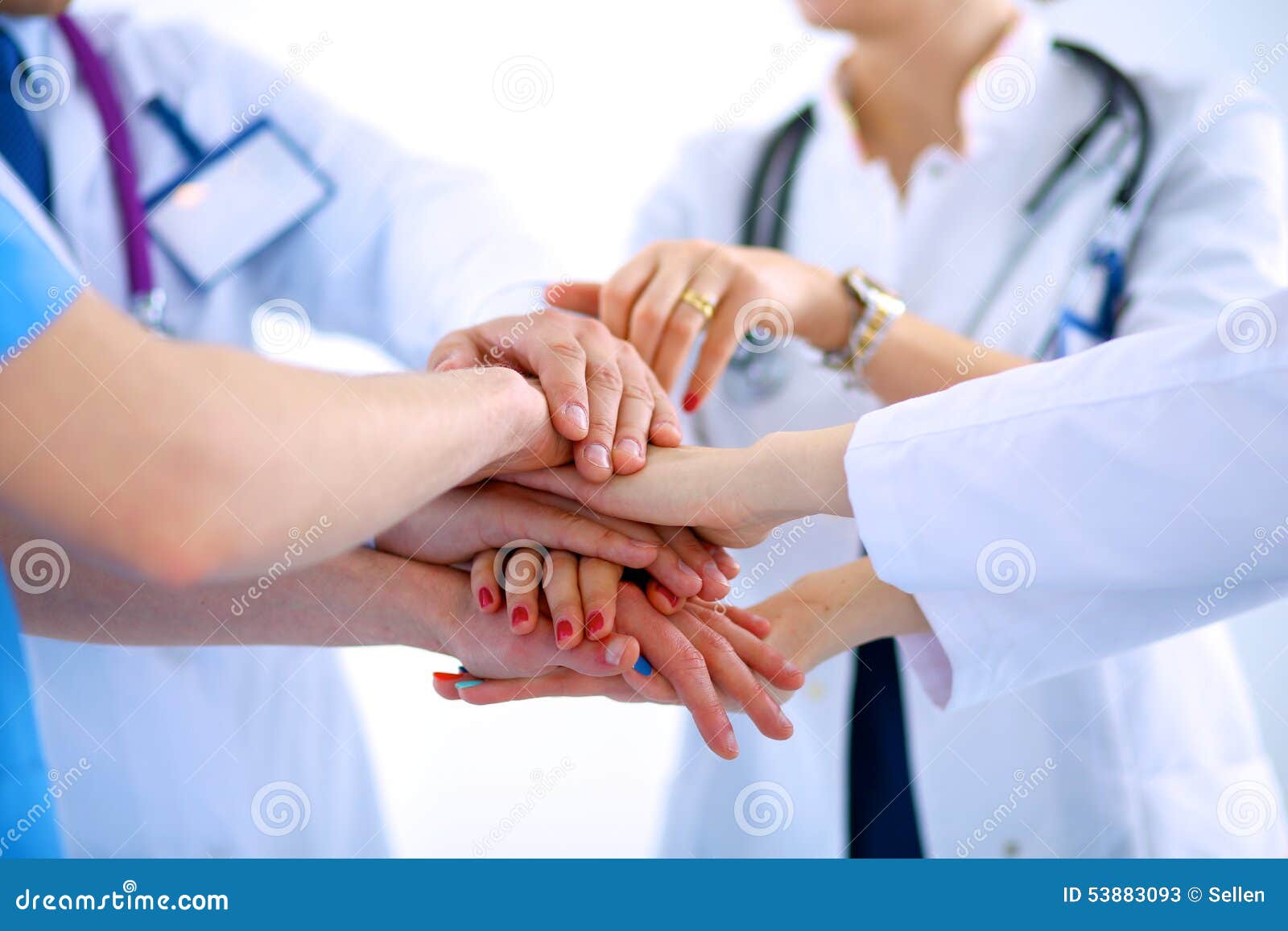 Doctors and Nurses in a Medical Team Stacking Stock Image - Image of ...