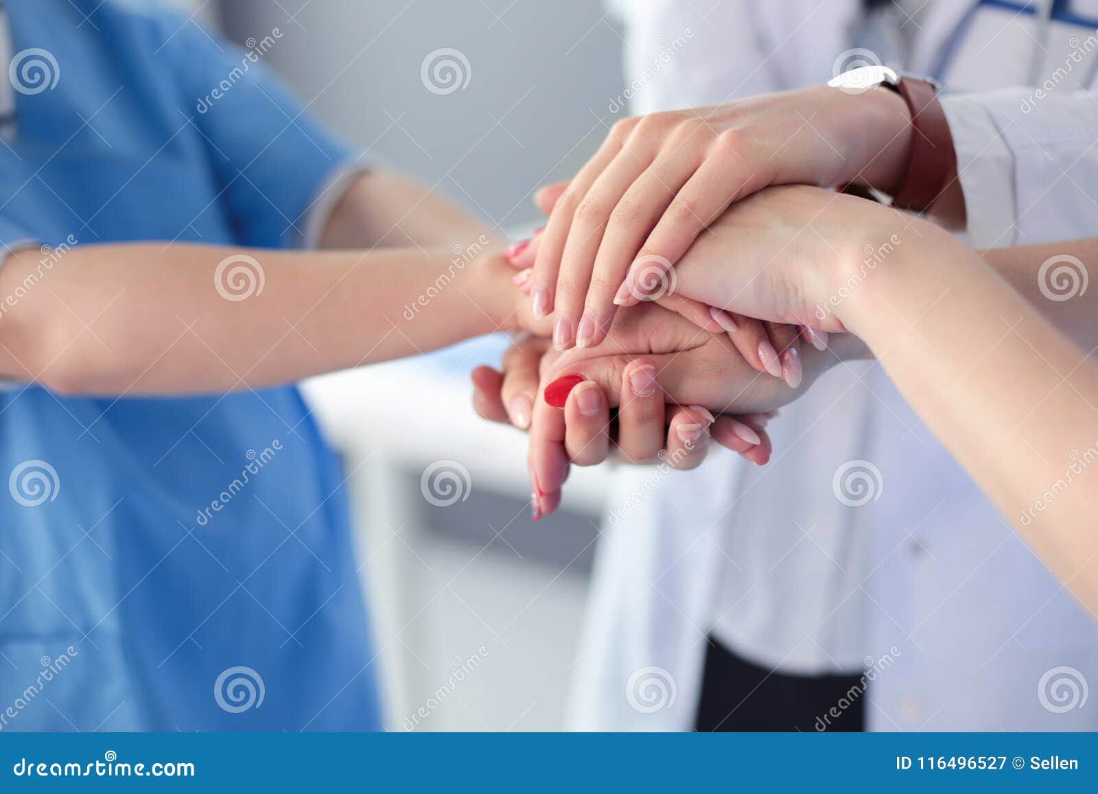 Doctors and Nurses in a Medical Team Stacking Hands Stock Image - Image ...