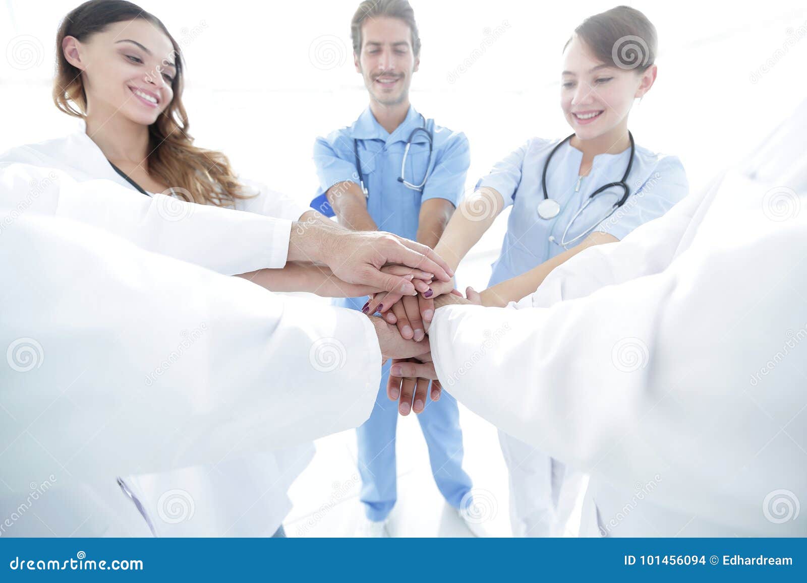 Doctors and Nurses in a Medical Team Stacking Hands Stock Photo - Image ...