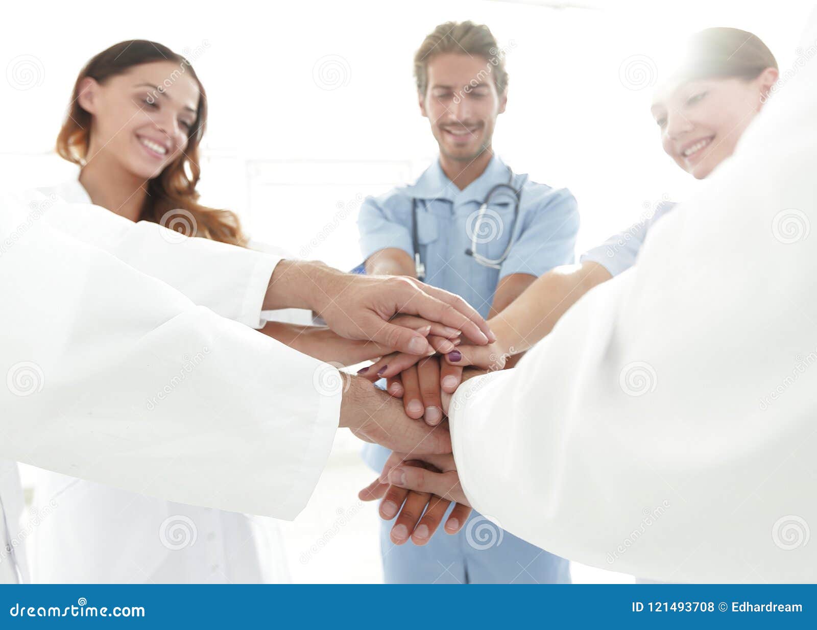 Doctors and Nurses in a Medical Team Stacking Hands Stock Photo - Image ...