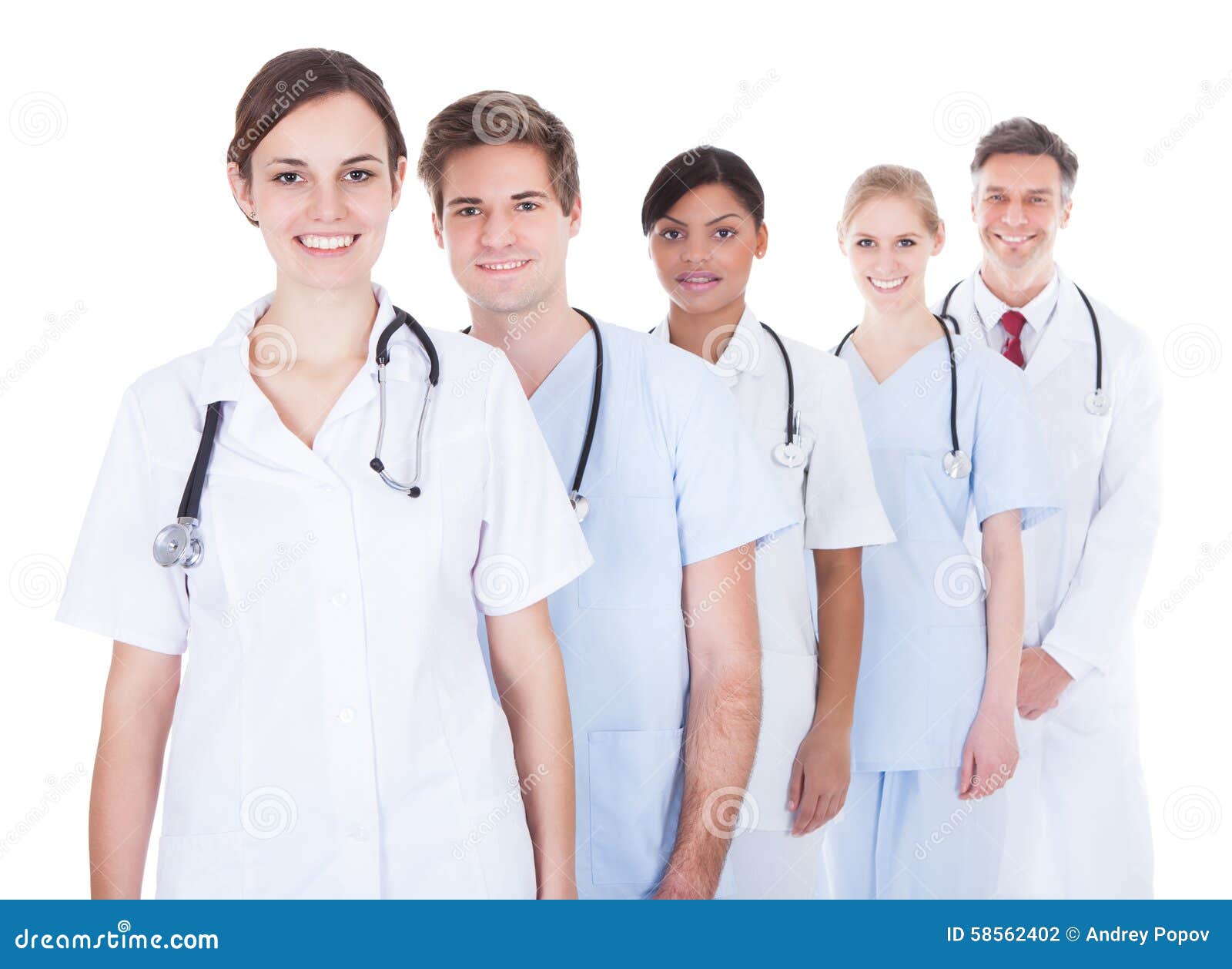 Doctors and Nurses in a Row Stock Photo - Image of hospital, isolated ...