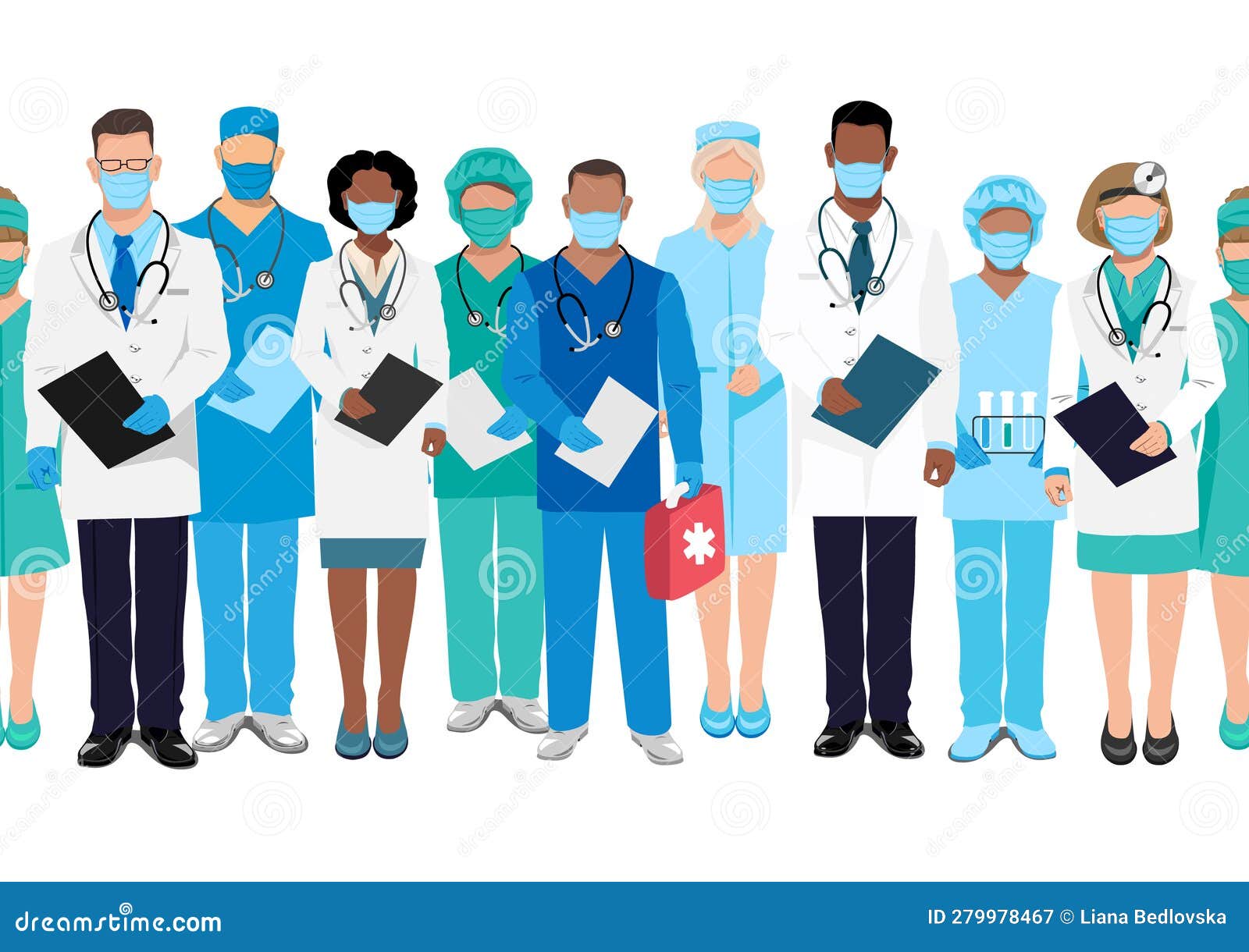 Doctors and Nurses Seamless Pattern Stock Vector - Illustration of ...