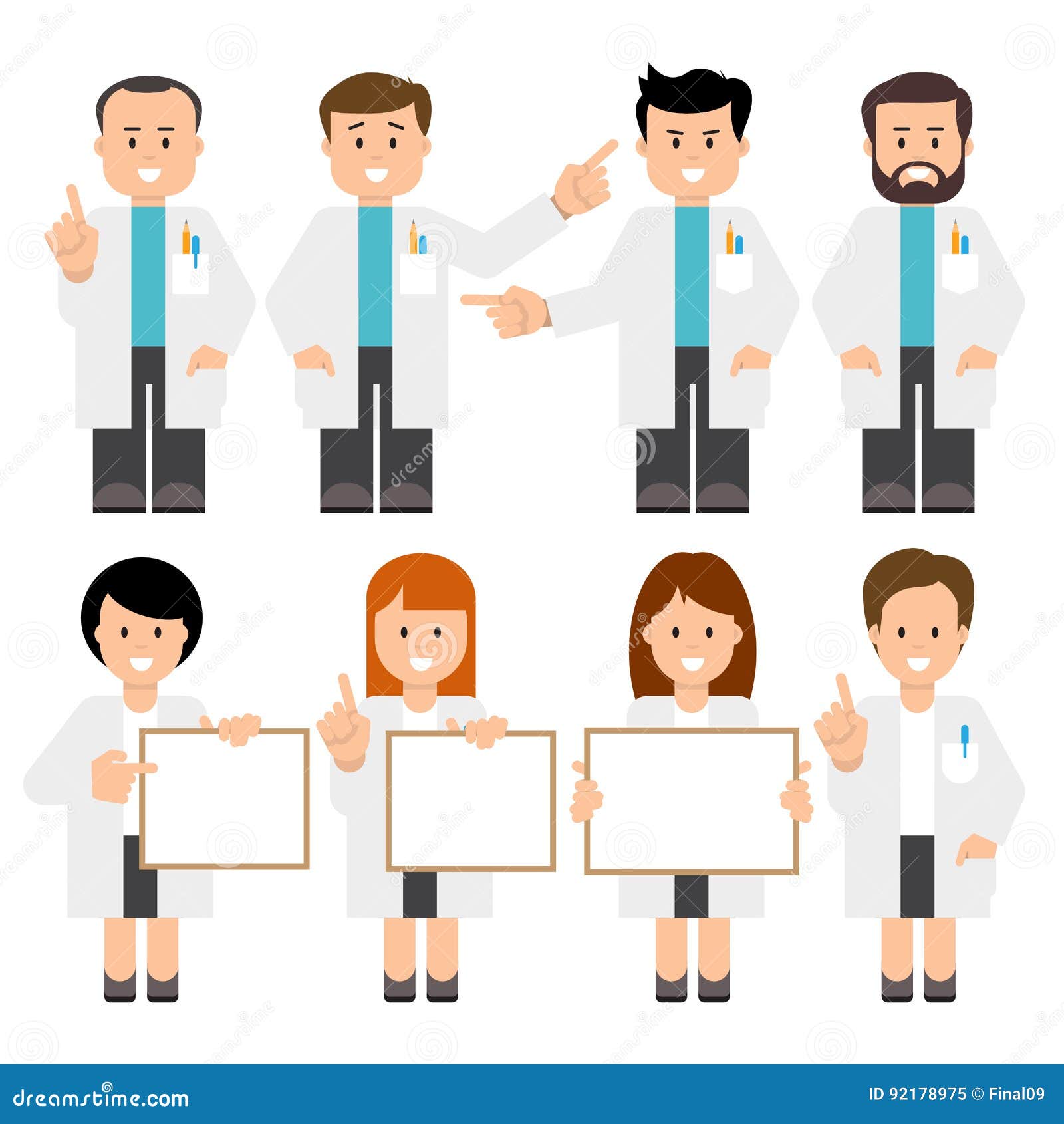 Doctors Lab. Scientists Characters Standing Near Laboratory Table Make ...