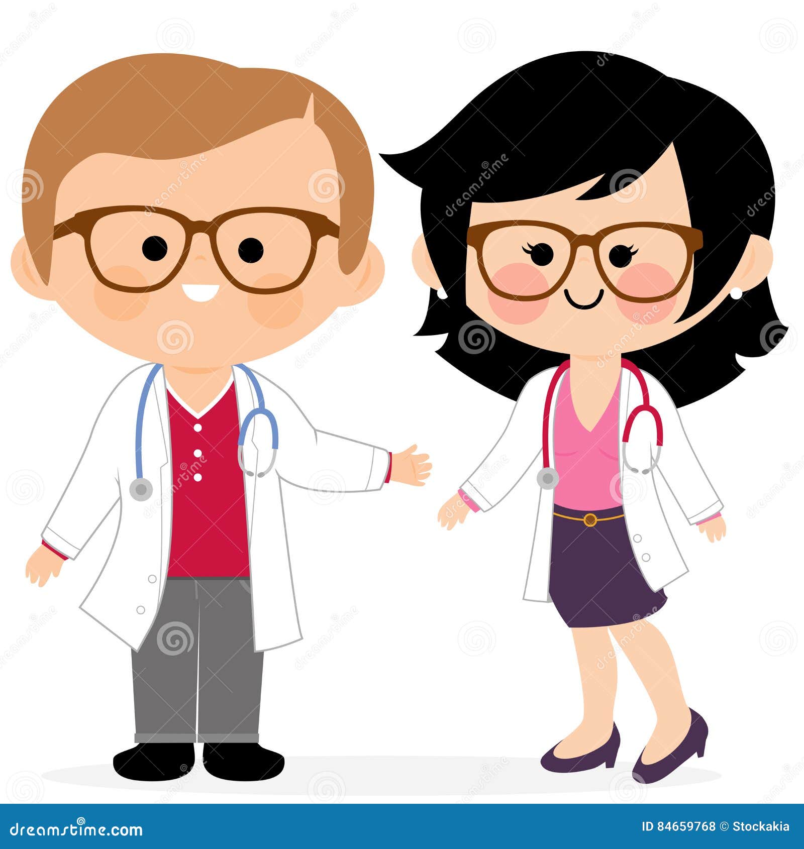 Two Doctors in White Coats. Vector Illustration Stock Vector ...