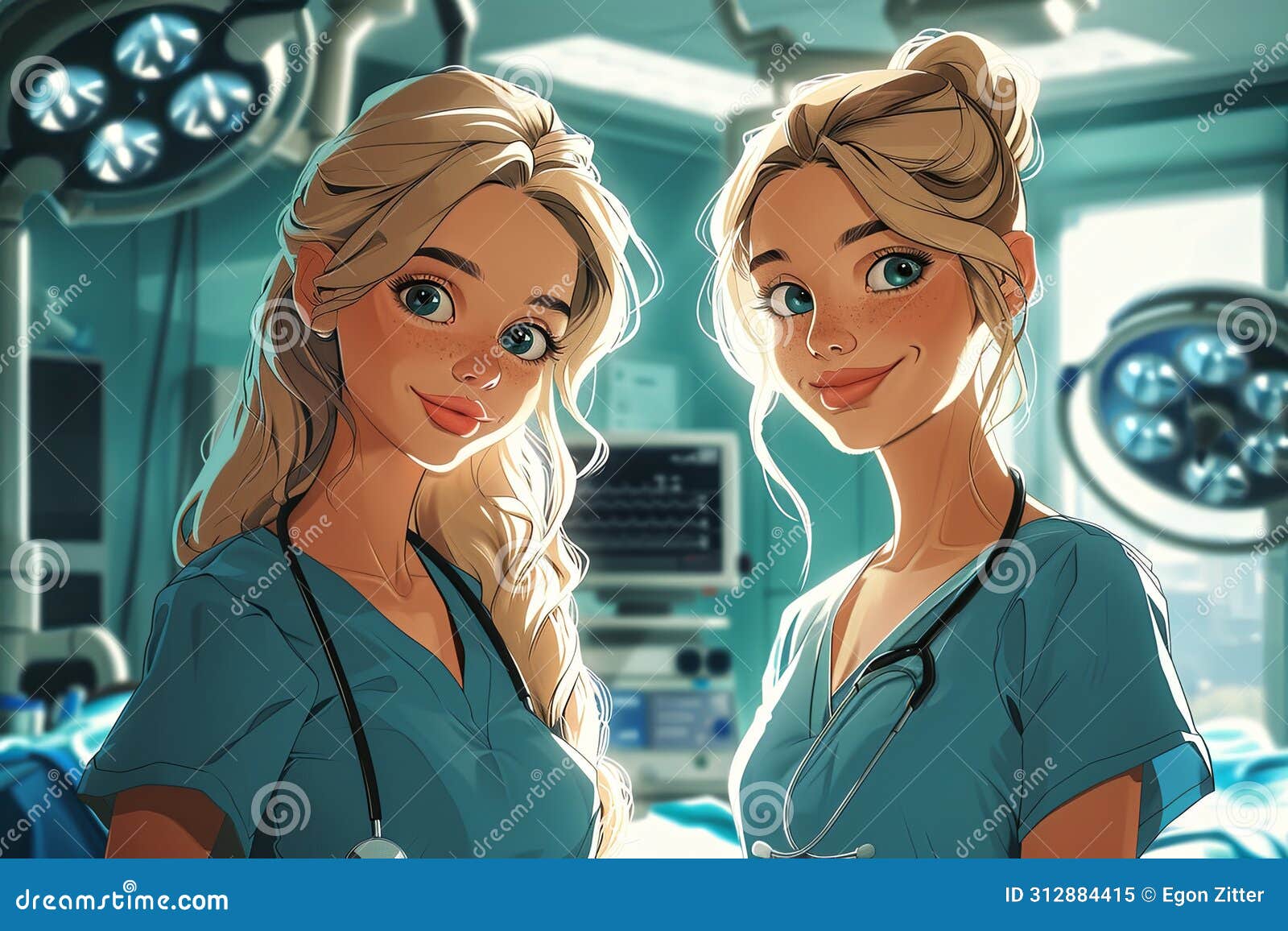 Doctors at Work in the Operating Room Stock Illustration - Illustration ...