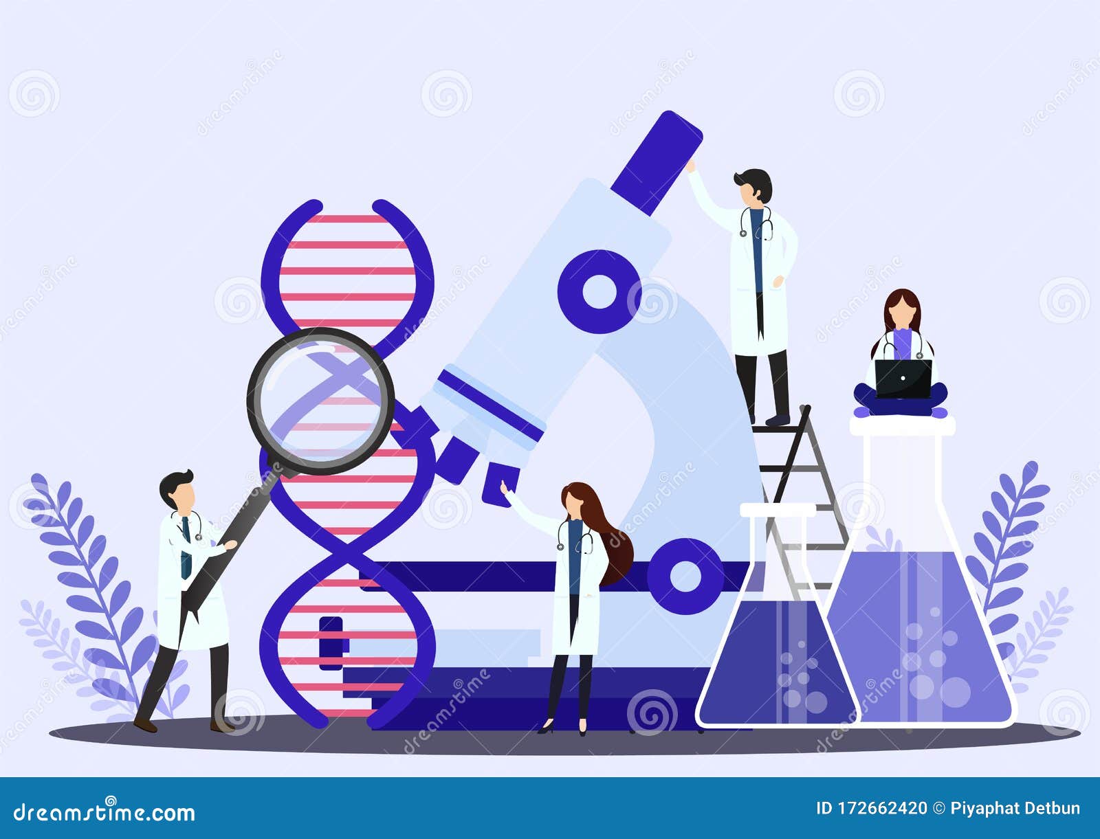 Doctors Working with DNA Concept Stock Vector - Illustration of ...