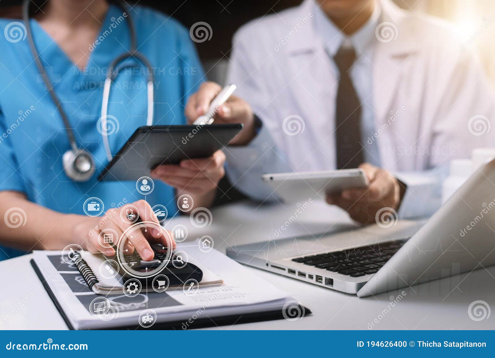 Doctors Working Together on Digital Tablet Healthcare Doctor Technology ...
